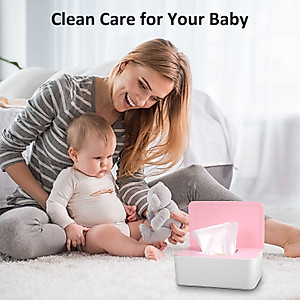 Honeydak 4 Pieces Baby Wipes Dispenser Wipe Container Keep Wipes Moist Baby Wipe Holder Easy Open Wet Tissue Storage Non-Slip Box Case