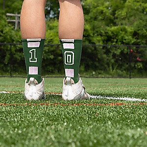 ChalkTalkSPORTS Custom Team Number Socks | Youth & Adult Athletic Performance Socks | Green Number Socks | Choose Your Number