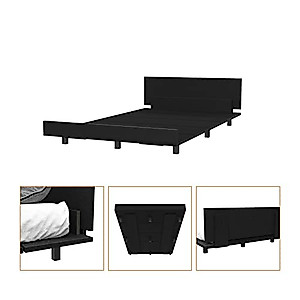 Epinki Twin Bed Frame Black, Particle Board, Low Profile Bed, Easy Assembly