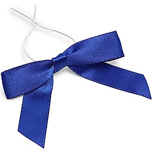 Dark Blue Satin Bow Twist Ties for Treat Bags (100 Pack)