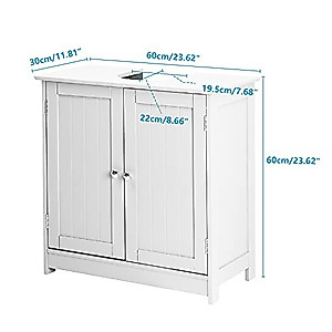 VINGLI Pedestal Under Sink Cabinet Free Standing Bathroom Storage Cabinet Organizer with with 2 Doors Adjustable Shelf Modern White Small Bath Sink Cabinet Space Saver 23.6" x 11.8"x 23.6"