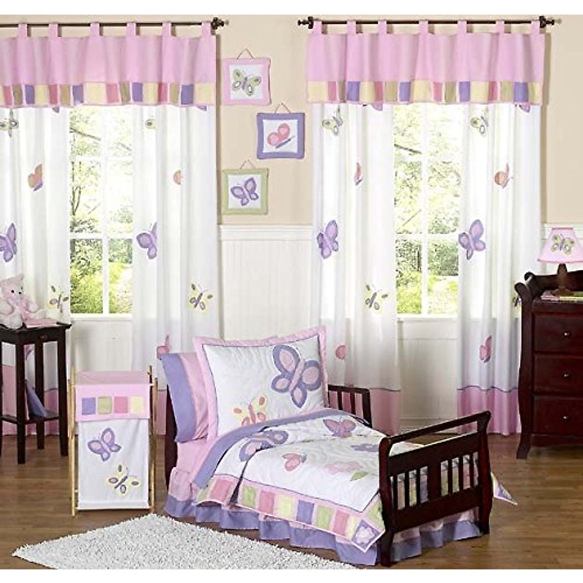 Pink and Purple Butterfly Fabric Memory/Memo Photo Bulletin Board by Sweet Jojo Designs