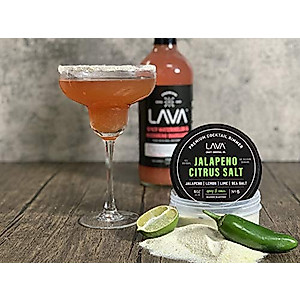 LAVA Premium Jalapeno Citrus Margarita Salt Cocktail Rimmer, All Natural Spicy Margarita Rimmer Salt, Sea Salt Rocks, Real Lime, No Silicon Dioxide, with Easy Screw-On Lid - 6oz