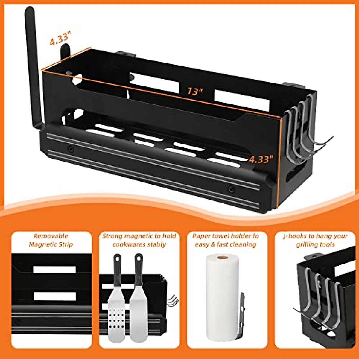 Griddle Caddy for Blackstone 28"/36" Griddles, Grill Accessories Space Saving, Stainless Steel Grill Caddy BBQ Accessories Organizer Storage with Magnetic Tool Holder & Paper Towel Holder