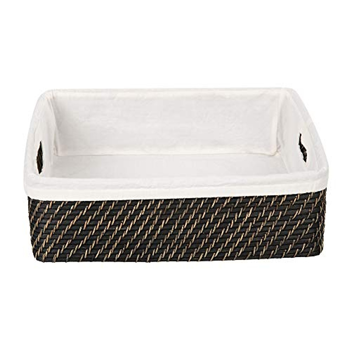 KOUBOO Rattan Shelf Basket with Liner, Black Wash
