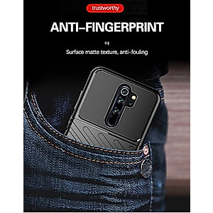 DFTCVBN Phone Case for Redmi Note 8 Pro Case, M1906G7I Case with Screen Protector, Military Grade Shockproof Rugged Shield Anti-Scratch Soft TPU Back Cover Cases for Xiaomi Redmi Note 8 Pro Black