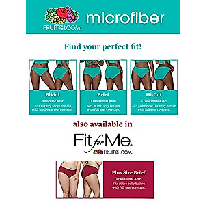Fruit of the Loom womens Microfiber Panties (Regular & Plus Size) Underwear, Hi Cut - 12 Pack Assorted, 8 US