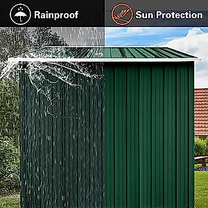 Evedy 6' x 8' Sheds & Outdoor Storage, Metal Storage Sheds with Double Lockable Doors for Bike, Garden Shed Tool Outside Storage Cabinet for Backyard, Patio, Lawn, Flat