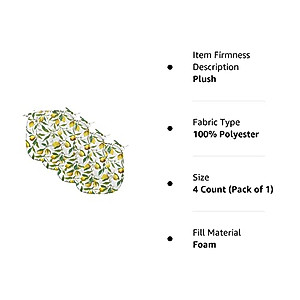 Ambesonne Nature Chair Seating Cushion Set of 4, Flowering Lemon Woody Plant Romance Habitat Citrus Fresh Background, Anti-Slip Seat Padding for Kitchen & Patio, 16"x16", Fern Green Yellow White