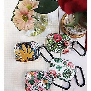 Case Designed for Airpods Pro, Cute Floral Case for Girls Women Protective Cover for Apple Airpods Pro 2019, Shockproof Hard Case Cover for iPods Pro with Portable Keychain Flower Yellow Maple