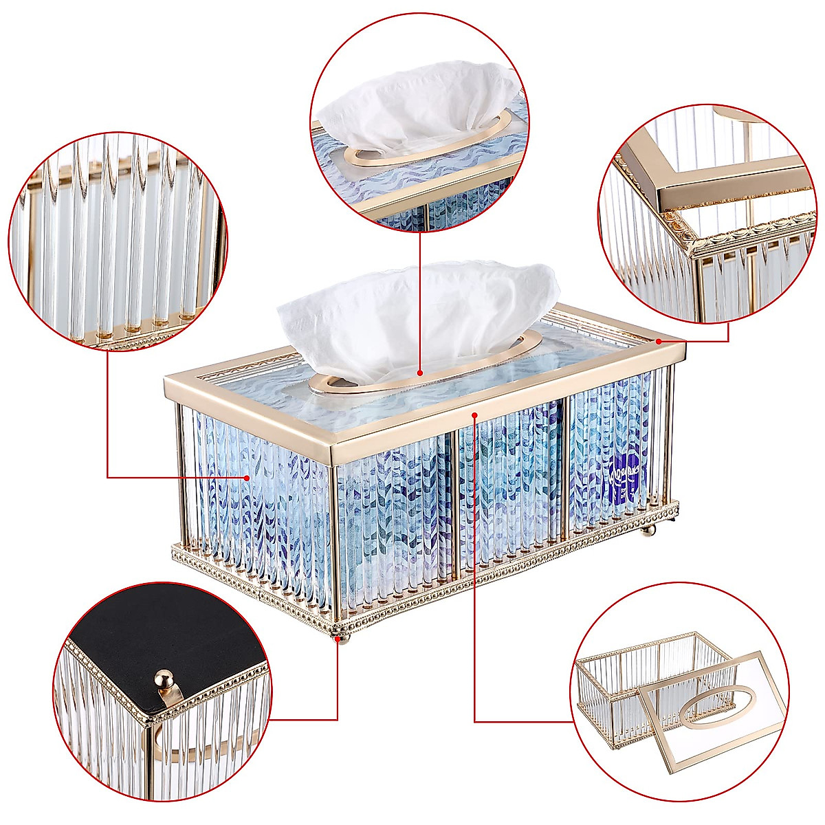 Sumnacon Rectangular Acrylic Tissue Box Cover - Stylish Facial Tissue Box Holder, Decorative Tissue Box for Bathroom Vanity Dresser Night Stand Table Countertop Desk Office Bar