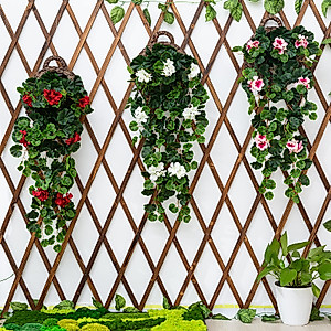 TINGHONG Artificial Ivy Vines Begonia Leaf Plants with Pink Silk Flower 3.2Ft Fake Hanging Green Plant for Home Room Garden Wedding Wall Decor (Pink NO Basket )