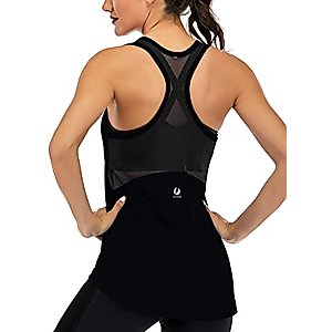 ICTIVE Workout Tank Tops for Women Sleeveless Yoga Tops for Women Mesh Racerback Backless Running Gym Shirts Black S