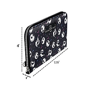Disney Wallet Wristlet Zip Clutch Faux Leather (Jack Skellington Black)