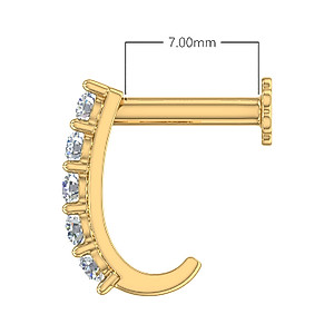 FINEROCK 0.13 Carat 5-Stones Diamond Nose Pin Open Hoop in 18K Yellow Gold (SI1-SI2 Clarity)