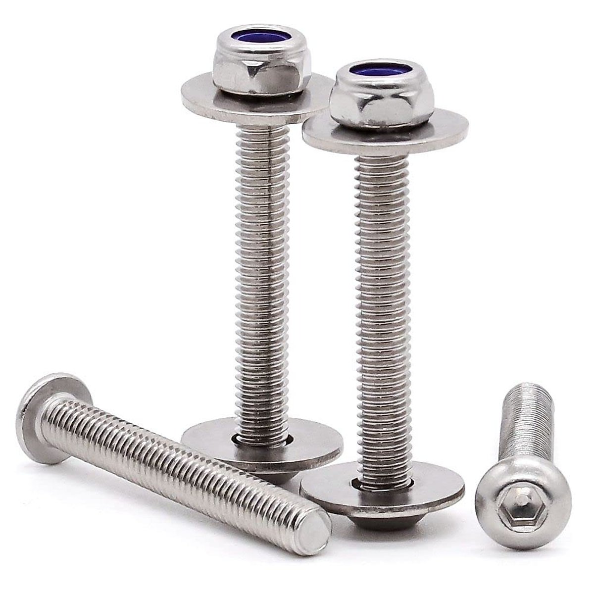 Glvaner M10-1.5 x 35mm (8 Sets) Button Head Socket Cap Screws with M10-1.5 Hex Locknuts and Large Flat Washers Assortment Tool Set