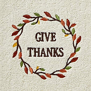 SKL Home Harvest Wreath Thanks Hand Towel Set, White 2 Count