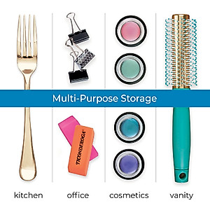 iDesign Linus Plastic Kitchen Drawer Utensil Organizer, Divided Storage Container for Silverware, Spatulas, Gadgets, 3.8" x 10.5" x 2" - Clear