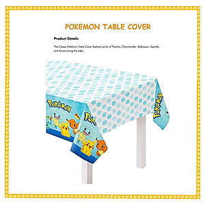 Pokémon Party Supplies and Decoration Pack Serves 16: Jumbo Birthday Banner, Dinner Napkins, Dinner Plates, Cups and Table Cover with Birthday Candles (Bundle for16)