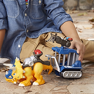 Chomp Squad Playskool Officer Lockup, Triceratops Dinosaur Figure, Police Toy with Pretend Jail Cell, Dinosaur Toy for Kids 3 Years and Up (Amazon Exclusive)