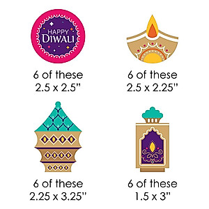 Big Dot of Happiness Happy Diwali - Paper Straw Decor - Festival of Lights Party Striped Decorative Straws - Set of 24