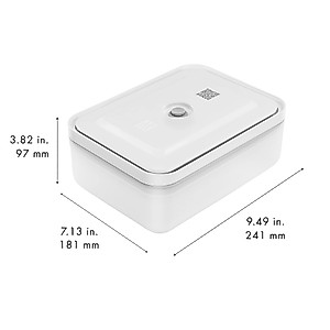 ZWILLING Fresh & Save Medium Vacuum Sealer Container, Airtight Food Storage Container, Meal Prep Container, BPA-Free, Grey