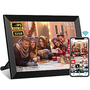FRAMEO Digital Photo Frame 10.1 Inch, 1 Piece Smart WiFi Digital Picture Frame, Touch Screen Display, 32GB Storage Auto-Rotate Easy Share Photos or Videos in Frameo App from Anywhere Living Room Decor