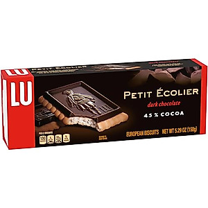 Lu Petit Ecolier European Dark Chocolate Biscuit Cookies, 45% Cocoa, 5.3 oz