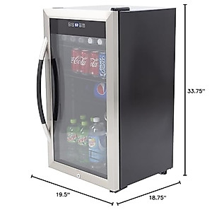 Magic Cool MCBC3SI Beverage Cooler with Glass Door 108 Can Mini Refrigerator with Lock for Beer Soda Water Wine with Digital Temperature Control, Metallic