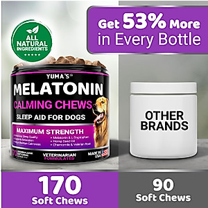 YUMA'S Melatonin for Dogs - 170 Dog Melatonin Chews for Small and Large Dogs - Puppy Melatonin - Dog Sleep Aid - Calming Treats for Stress Anxiety Relief - Calming Chews for Dogs - Dog Sleeping Pills