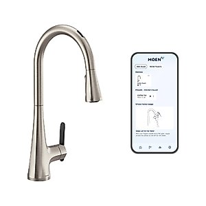 Moen Sinema Spot Resist Stainless Smart Faucet Touchless Pull-Down Sprayer Kitchen Faucet with Voice and Motion Control, S7235EV2SRS