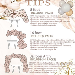 Nude Balloon Arch Kit, SCMDOTI Neutral Balloon Garland Arch with Matted Double Stuffed Balloons for Baby Shower, Gender Reveal Party, Boho Party, Birthday, Bridal Shower,Graduation,Mother's Day