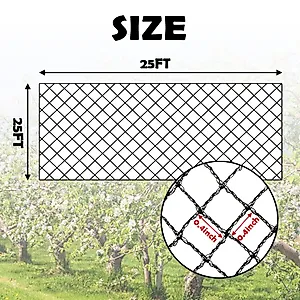 Meanchen Bird Netting for Garden 25x25Ft,3/8" Mesh Garden Netting,Heavy Duty Deer Netting,Protect Vegetable Plants and Fruit Trees,Garden Mesh Fence for Blueberry Bushes.