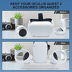 VR Charging Dock for Oculus Quest 2/Meta Quest 2, VR Headset Charging Stand for Quest 2,Charging Station with LED Light,2 Rechargeable Batteries, and USB-C Charger Cable