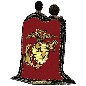 Pure Country Weavers US Marine Corps - Emblem Blanket - Gift Military Tapestry Throw Woven from Cotton - Made in The USA (72x54)