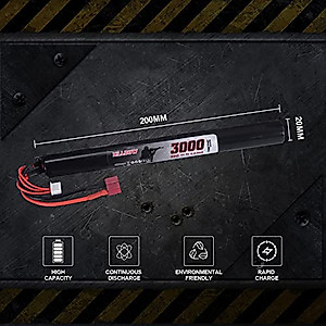 Hilldow 11.1V Airsoft Battery 3000mAh 20C Rechargeable Stick Pack Batteries High Performance Compatible with Deans/T Plug for Airsoft Guns Rifle Model