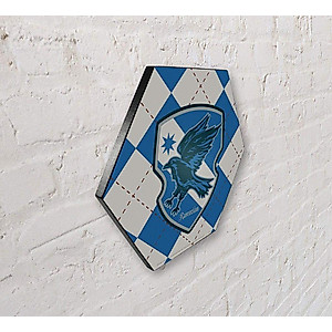 Harry Potter – Ravenclaw – Hogwarts House Crest – Argyle Plaid - 11.5” X 10” Hexagon Shaped KNEXAGON Wood Print – Hang Alone or Connect to Other Pieces – Officially Licensed Merchandise