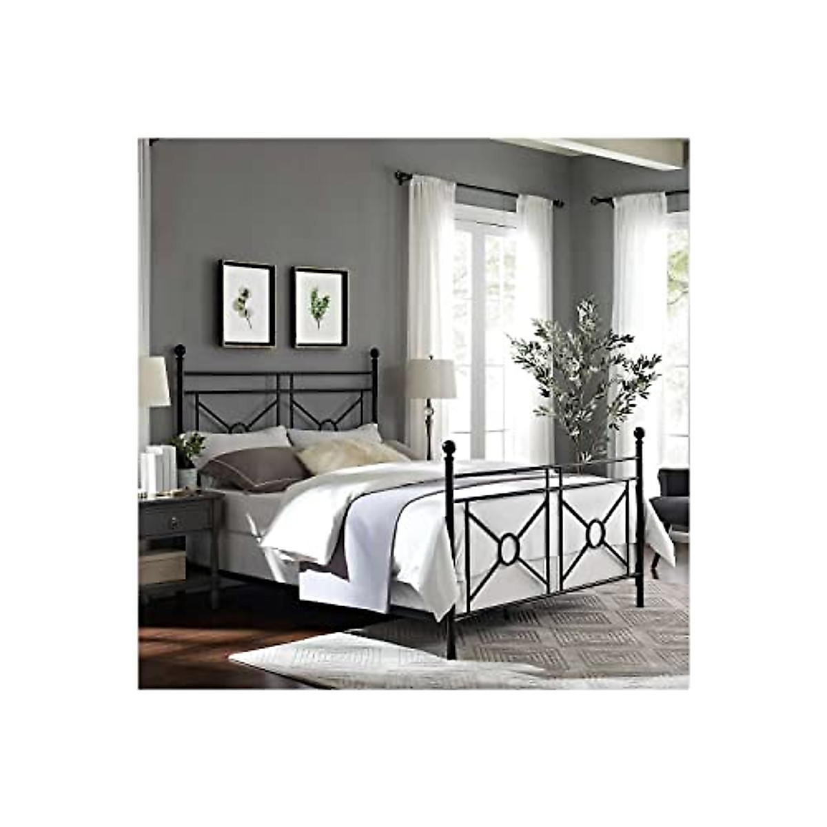 Crosley Furniture Montgomery Metal Platform Bed, King, Black