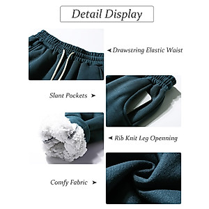 Flygo Women's Winter Warm Fleece Joggers Pants Sherpa Lined Athletic Active Sweatpants(DarkBlue-M)