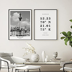 Dear Mapper Warsaw Poland View Abstract Road Modern Map Art Minimalist Painting Black and White Canvas Line Art Print Poster Art Print Poster Home Decor (Set of 3 Unframed) (16x24inch)