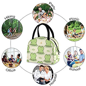 Lunch Bag Women Reusable Tote Bag Cooler Insulated - Cute Frog Lunch Box for Office Picnic Adults