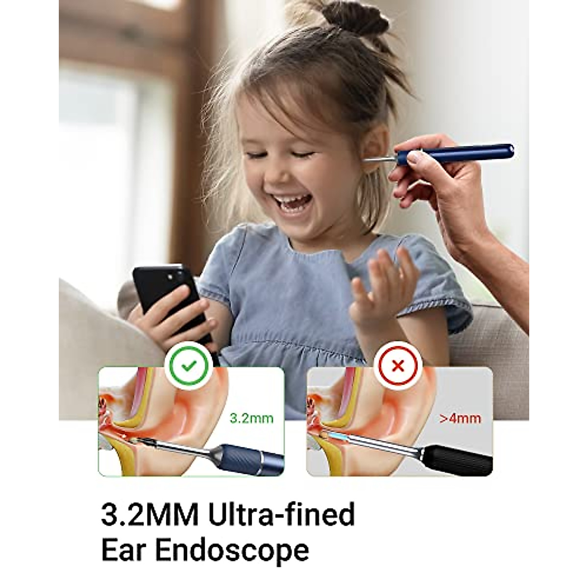 BEBIRD Note5 AuriCare Ear Wax Removal Tool with Ear Camera, Ear Cleaner with Ear Pick &Tweezers Mode,1000W Ear Scope,Universal Gyroscope for Earwax Removal, Ear Wax Removal Kit Include 6pcs Ear Scoop