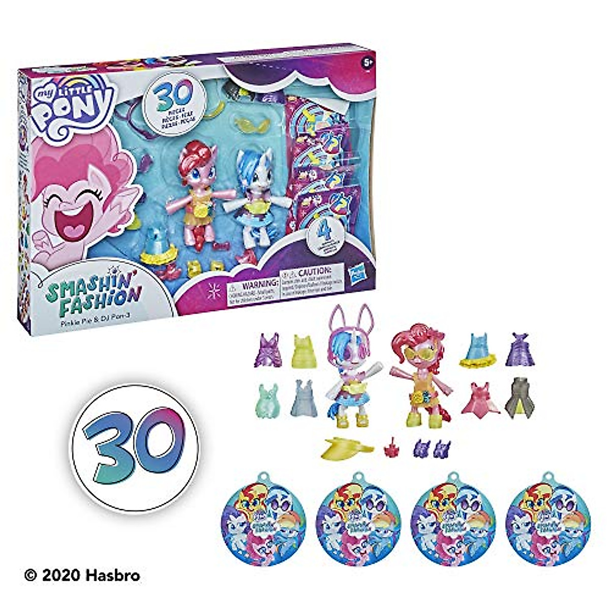 My Little Pony Smashin’ Fashion Party 2-Pack - 30 Pieces, Pinkie Pie and DJ Pon-3 Poseable Figures and Surprise Fashion Toy Accessories