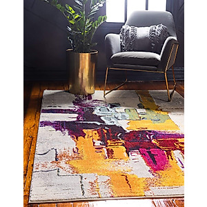 Unique Loom Estrella Collection Bright Colors, Geometric, Abstract, Modern Area Rug, 9 ft x 12 ft, Beige/Yellow