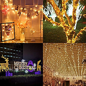 Koxly Outdoor String Lights 200 LED 66FT Long Fairy Tree Light with Remote Control Timer Waterproof Christmas Decorative Extendable Lights Plug in 8 Modes Twinkle Lights for Wedding Party Holiday
