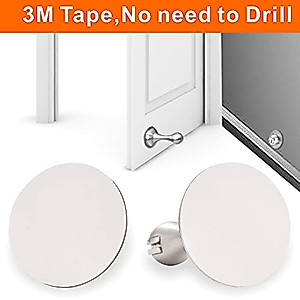 Magnetic Door Stopper Brushed Nickel No Drill 3M Double-Sided Adhesive Tape Magnet Door Stop Magnet Door Stopper Hold Door Open Magnetic Door Holder Door Stopper Magnetic Door Stop 2 Pack
