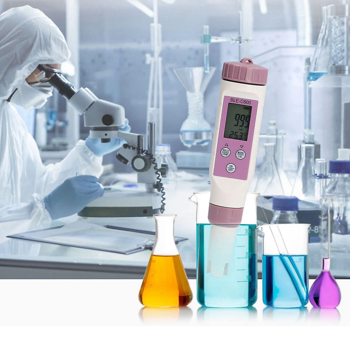 7 in 1 Bluetooth Water Quality Tester Automatically Save Data PH EC ORP Waterproof Salinity Meter for Water Fish Drinking Water, Sewage Treatment