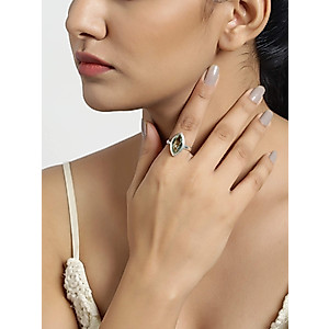 YoTreasure Green Amethyst Solid 925 Sterling Silver Gemstone Ring Jewelry