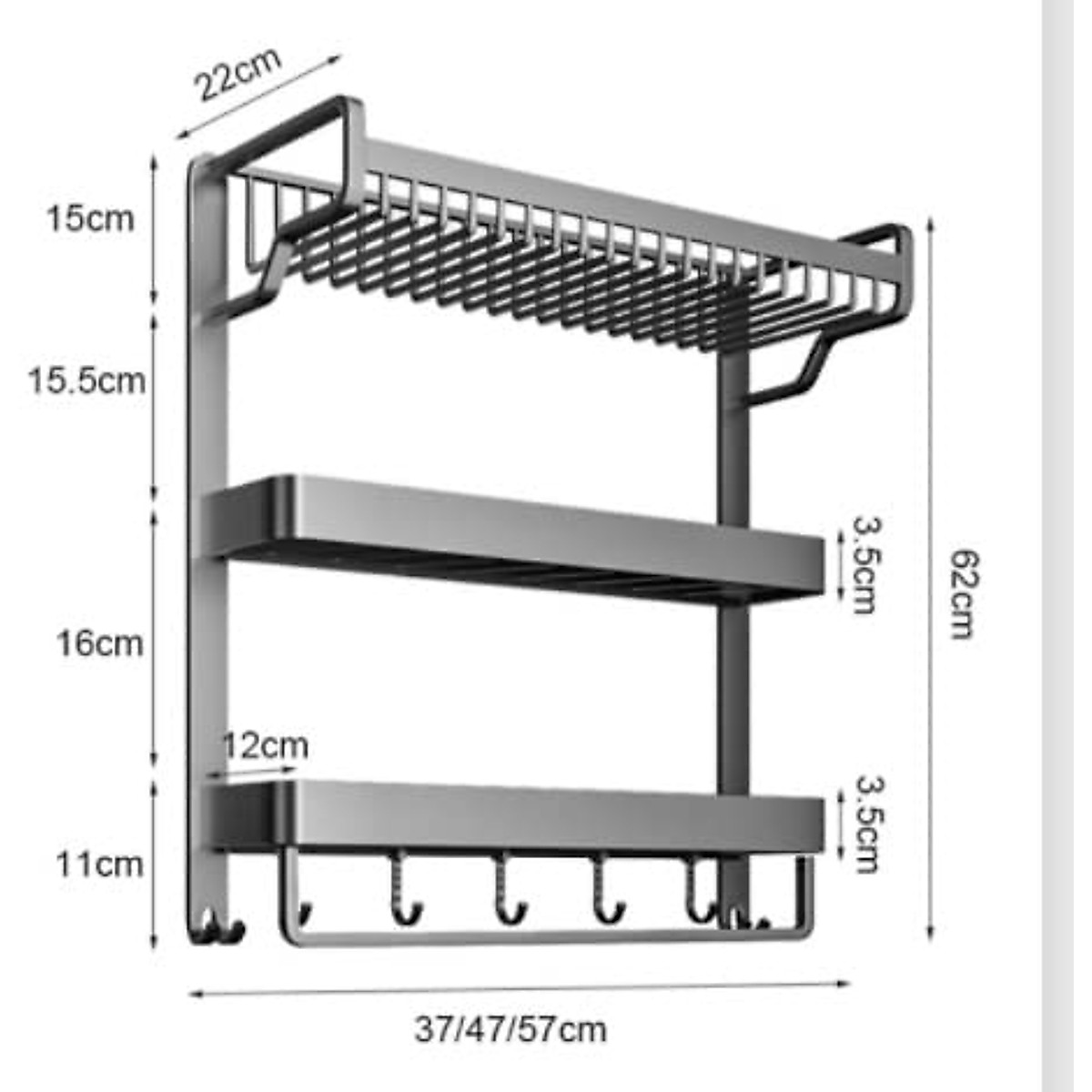 SEIFE Wall Mounted Towel Rack Shelf Stud Mount Double Towel Rack for Bathroom Stainless Steel Constructed Rust-Proof Shelf with Built-in Bars and Hooks Brushed Nickel Wall Mounted Bathroom Shelves (C