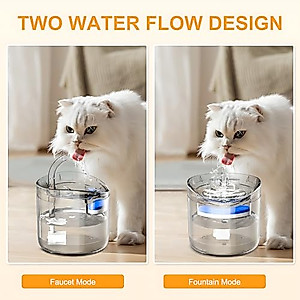 Cat Water Fountain, 67oz / 2L Automatic Dog Water Dispenser, Super Silent, Transparent Water Tank Pet Fountain for Cats Dogs Multiple Pets (with External Sensor)
